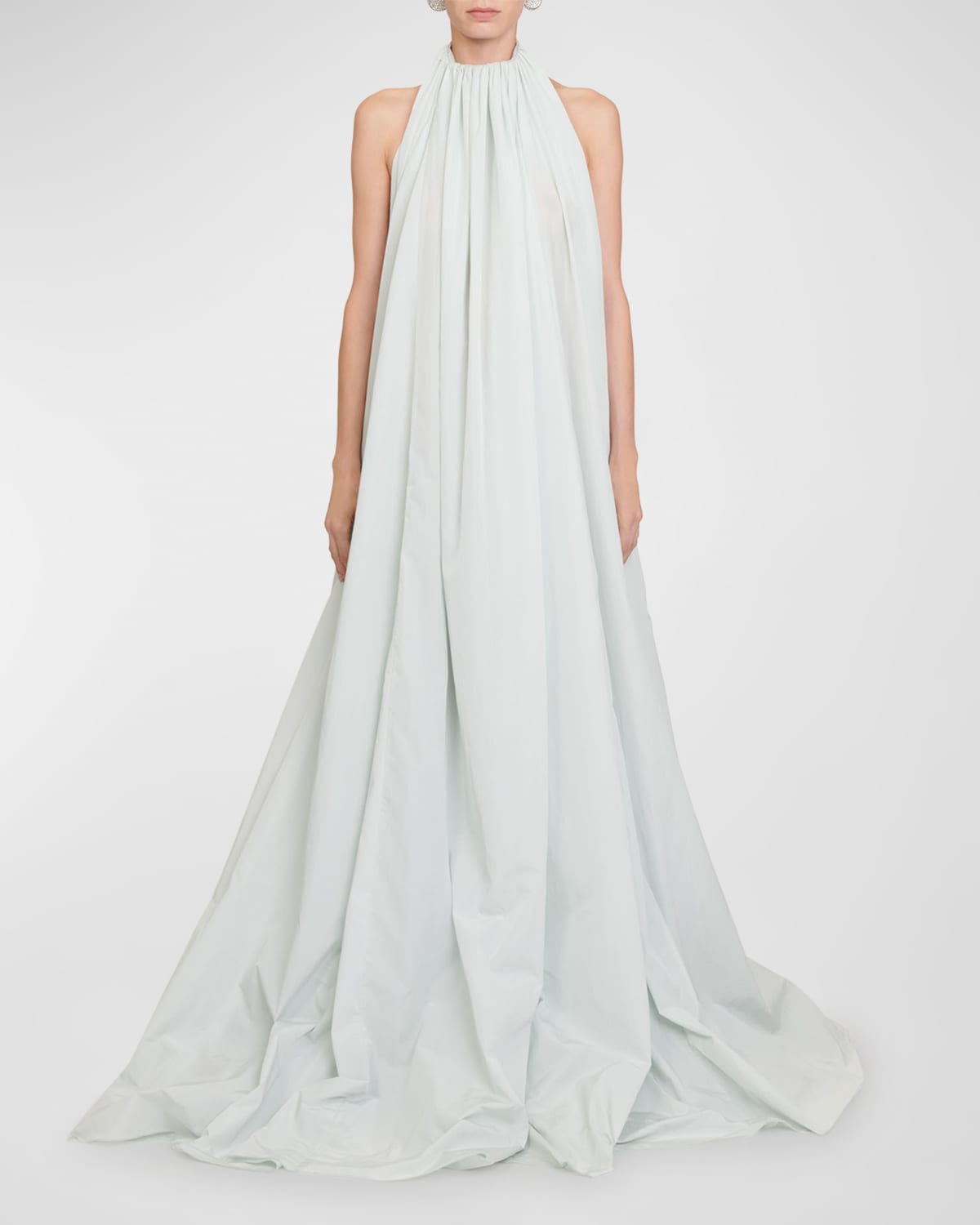 Maison Margiela Satin Open-Back Trumpet Gown with Sheer Detail | Neiman ...