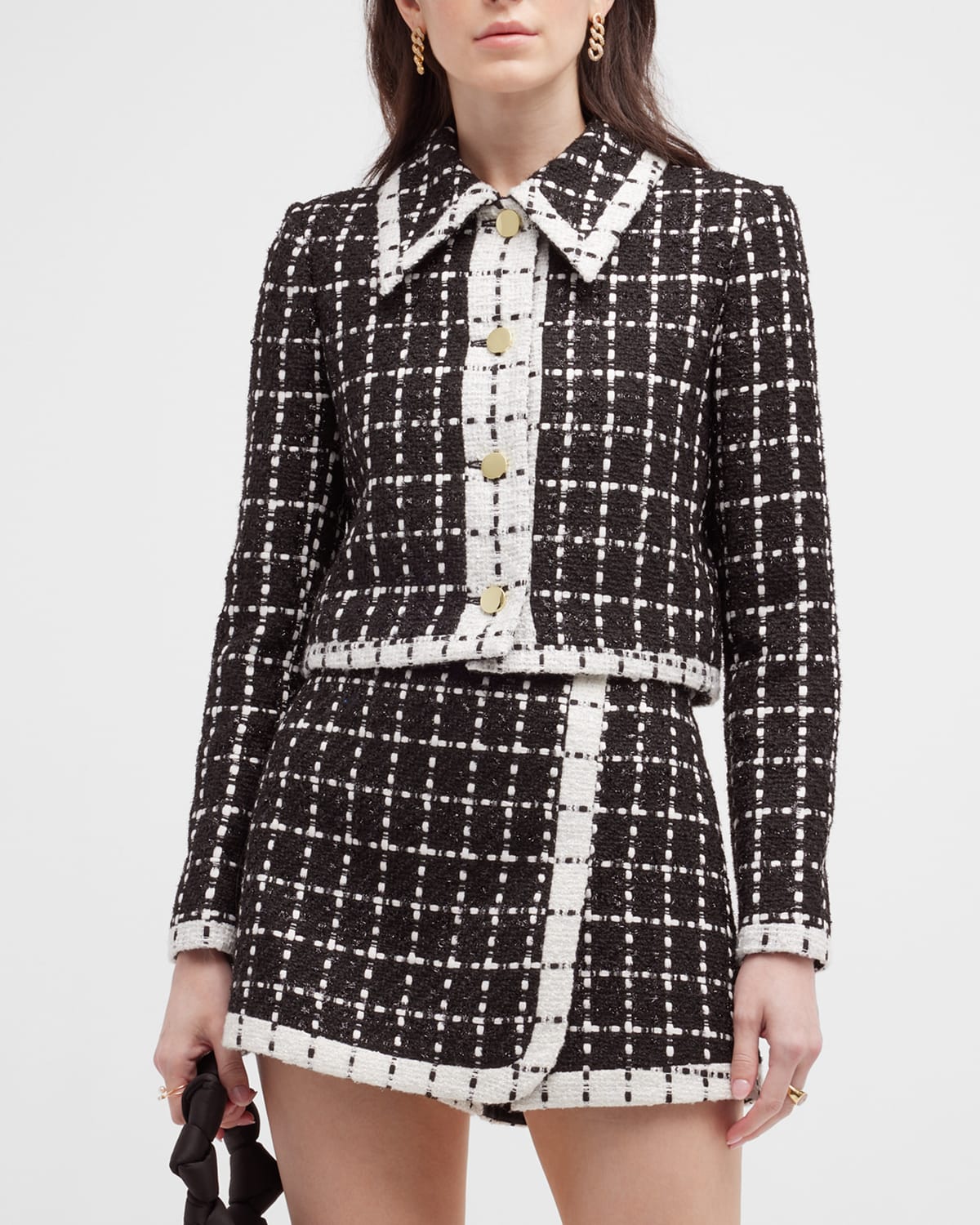 Alice + Olivia Chloe Tweed Cropped Jacket | Neiman Marcus
