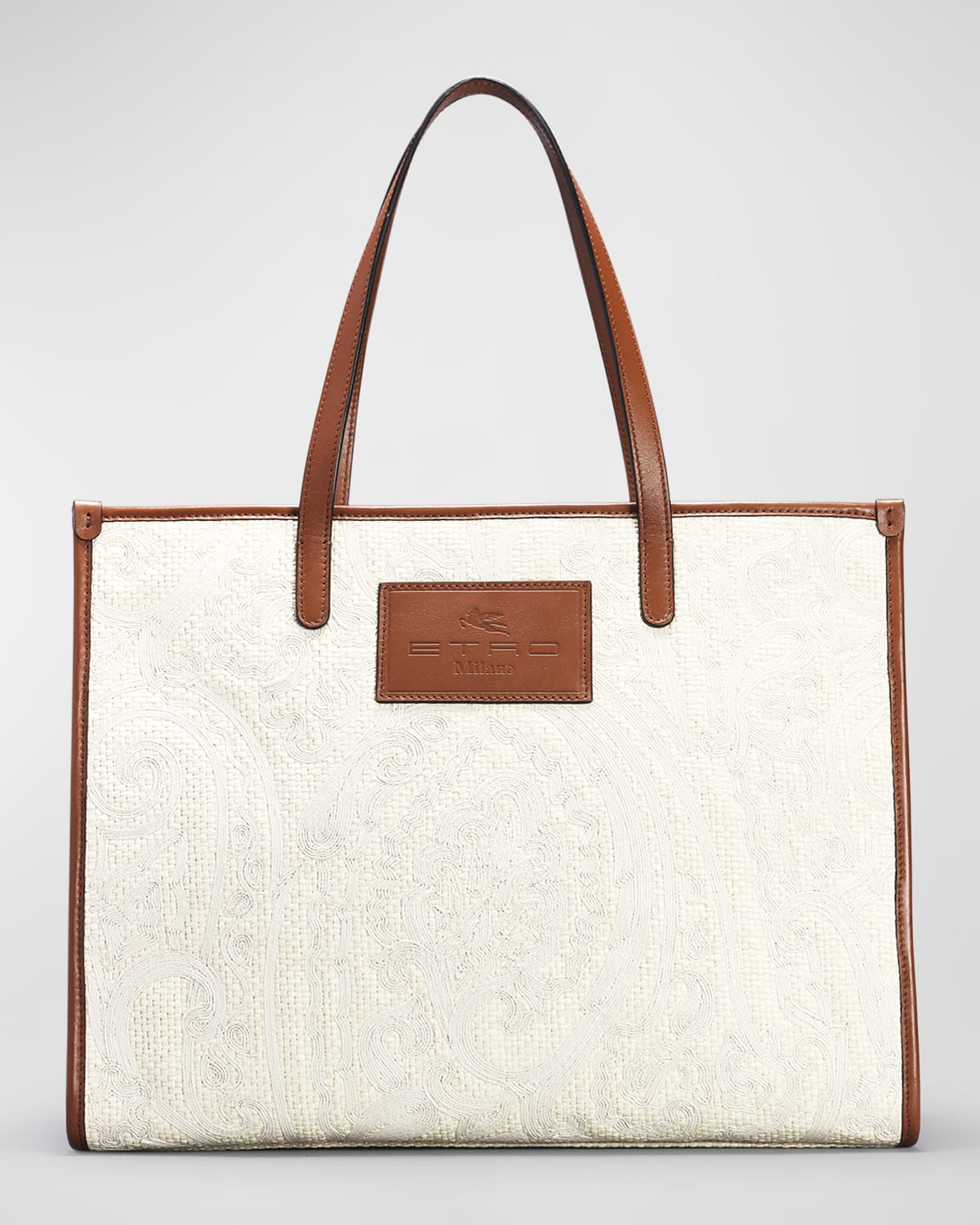 Etro Globetrotter Logo Canvas Shopper Tote Bag | Neiman Marcus