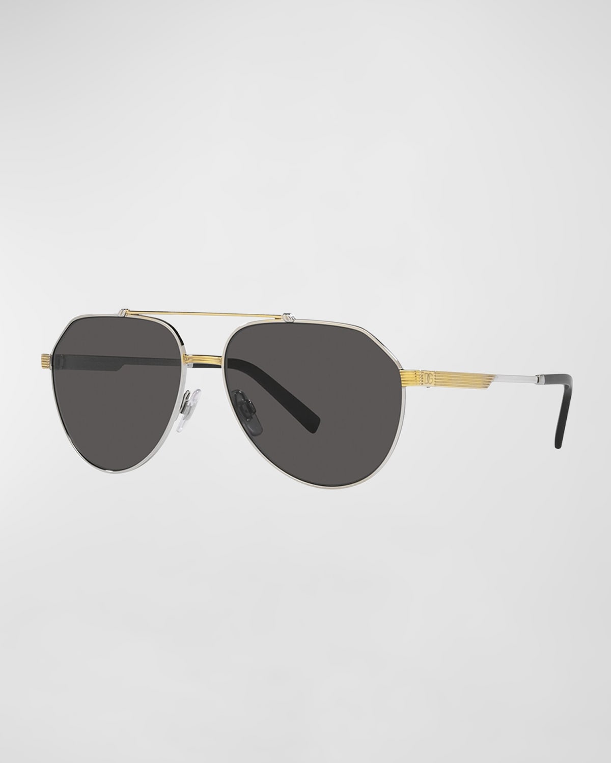 Dolce&Gabbana Men's Double-Bridge Steel Aviator Sunglasses | Neiman Marcus