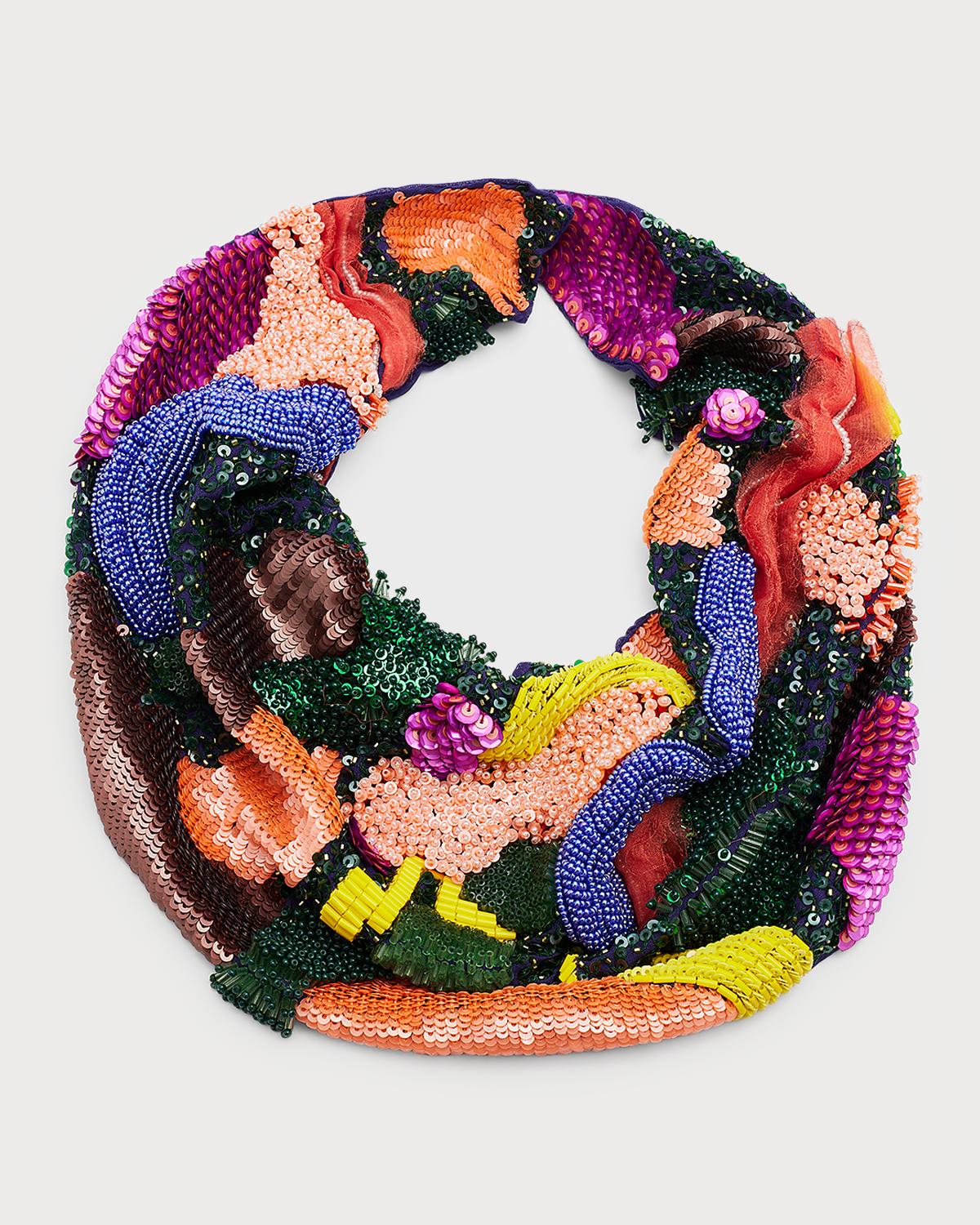 Mignonne Gavigan Le Charlot Beaded Scarf Necklace, Gray | Neiman Marcus