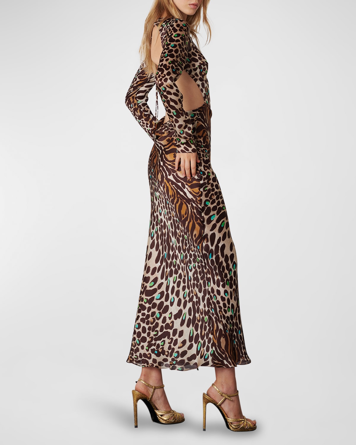 Adriana Iglesias Estela Cheetah-Print Backless Silk Maxi Dress | Neiman ...