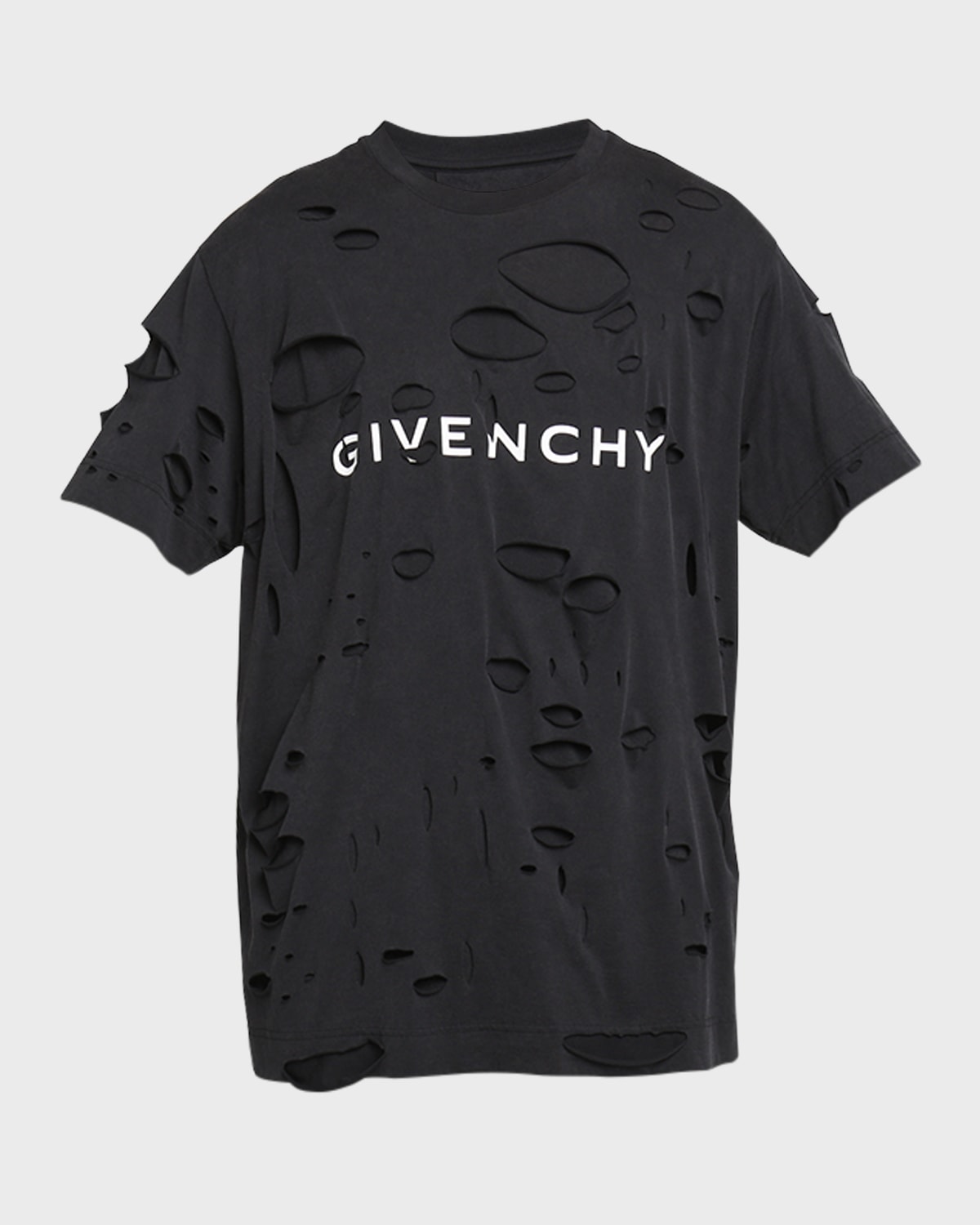 Givenchy Men's Double-Layer Destroyed Logo T-Shirt | Neiman Marcus