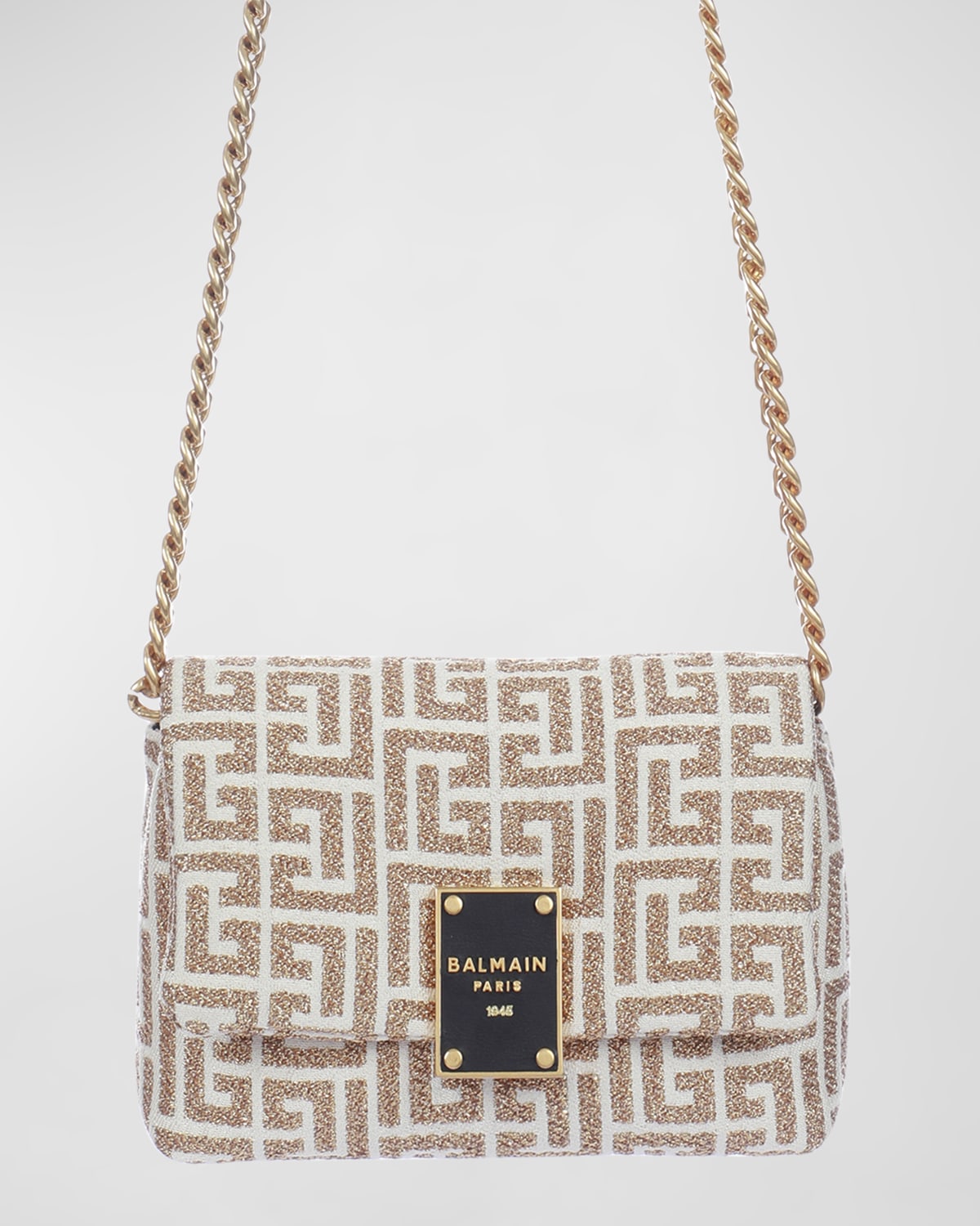 Balmain 1945 Mini Monogram Jacquard Shoulder Bag | Neiman Marcus