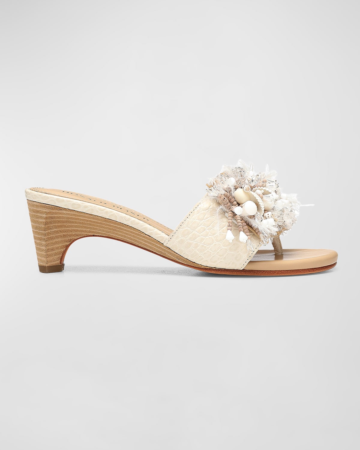 Ganni Smocked Kitten-Heel Mules | Neiman Marcus