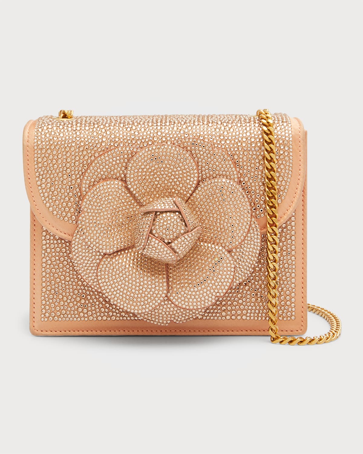 Oscar de la Renta Mini Flower Crystal-Embellished Crossbody Bag | Neiman Marcus