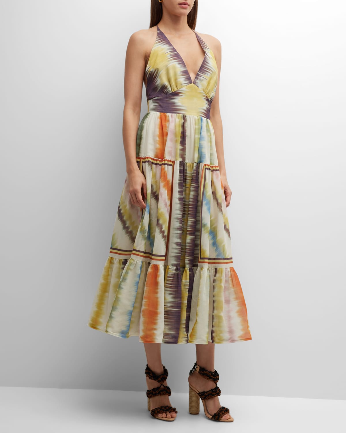 Silvia Tcherassi Whitney One-Shoulder Tie-Dye Dress w/ Cutout | Neiman ...