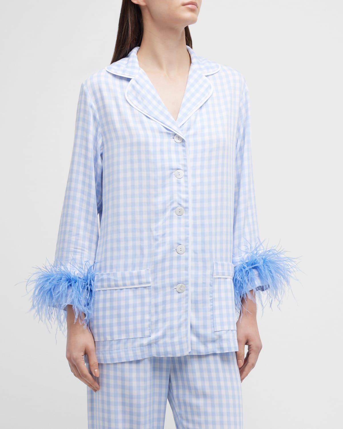 Sleeper Double Feather-Trim Party Pajama Set | Neiman Marcus