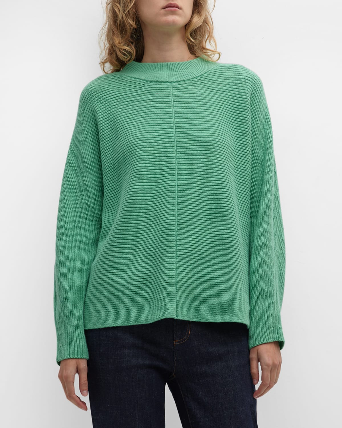 Eileen Fisher Ribbed Long-Sleeve Crewneck Pullover | Neiman Marcus