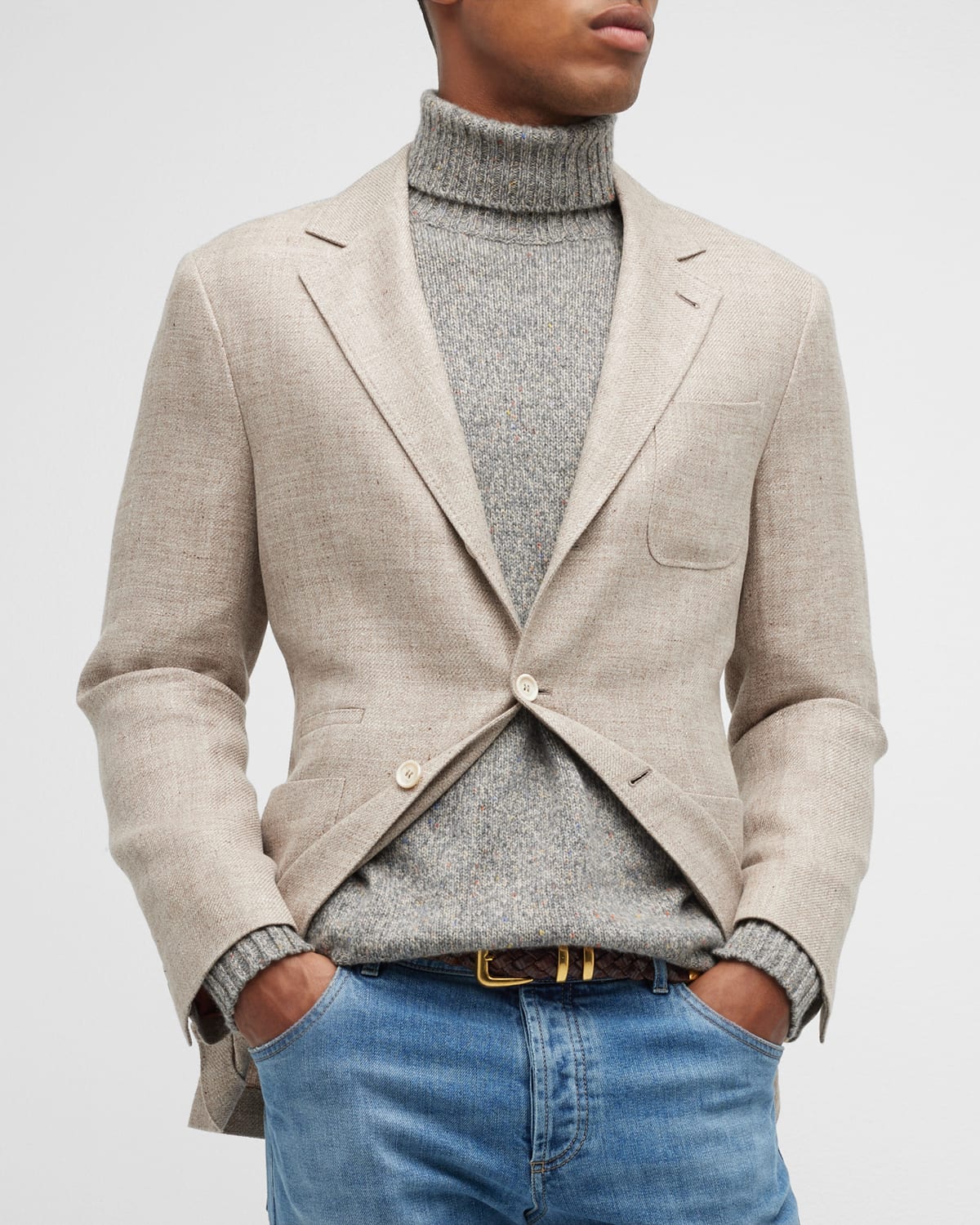 Brunello Cucinelli Men's Linen-Wool Stripe Sport Coat | Neiman Marcus