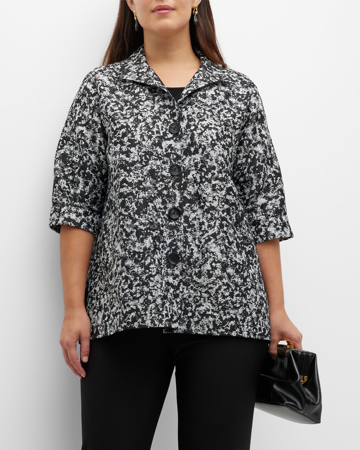Caroline Rose Misty Mix Abstract Jacquard Shirt | Neiman Marcus