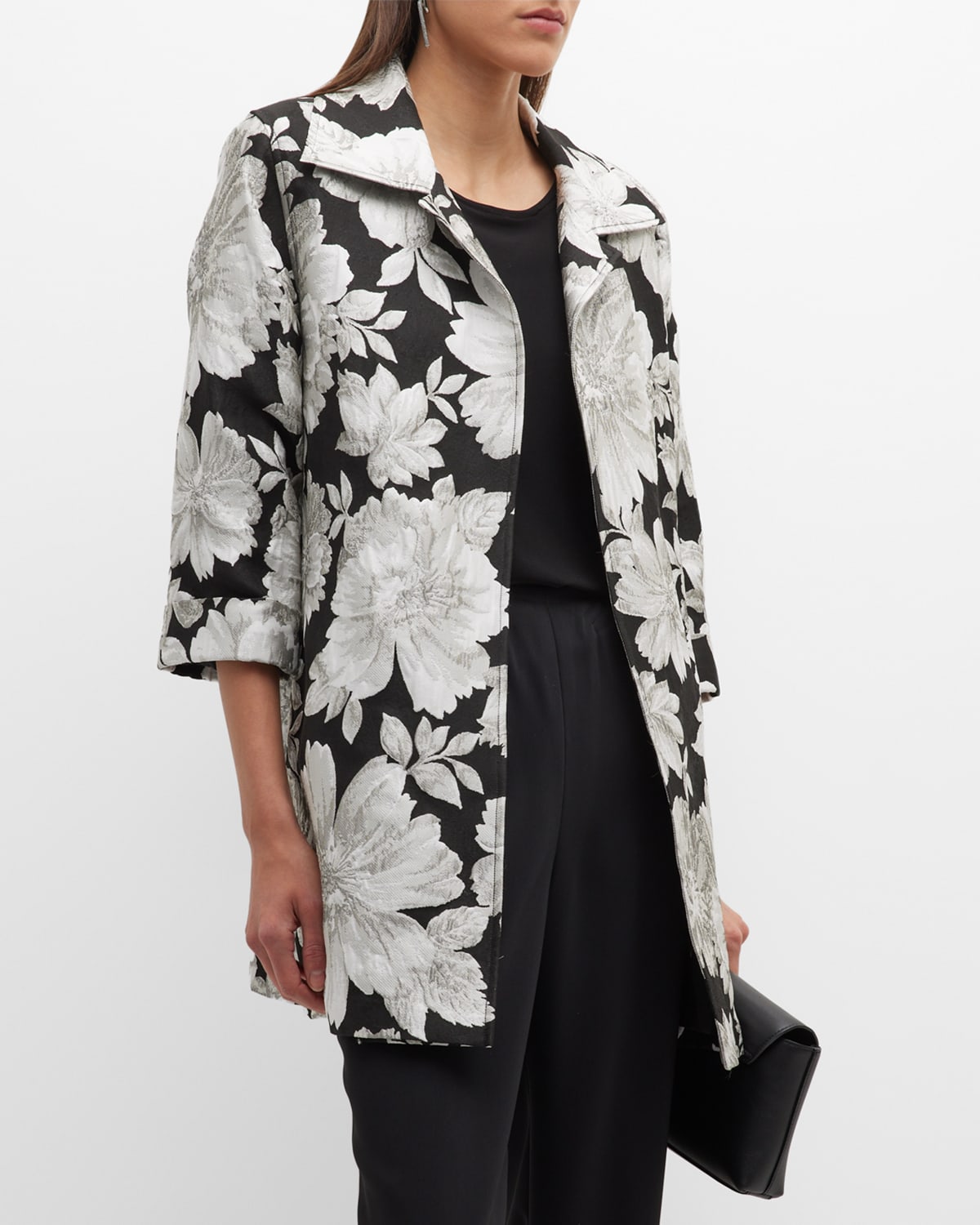 Caroline Rose Floral Jacquard A-Line Jacket | Neiman Marcus