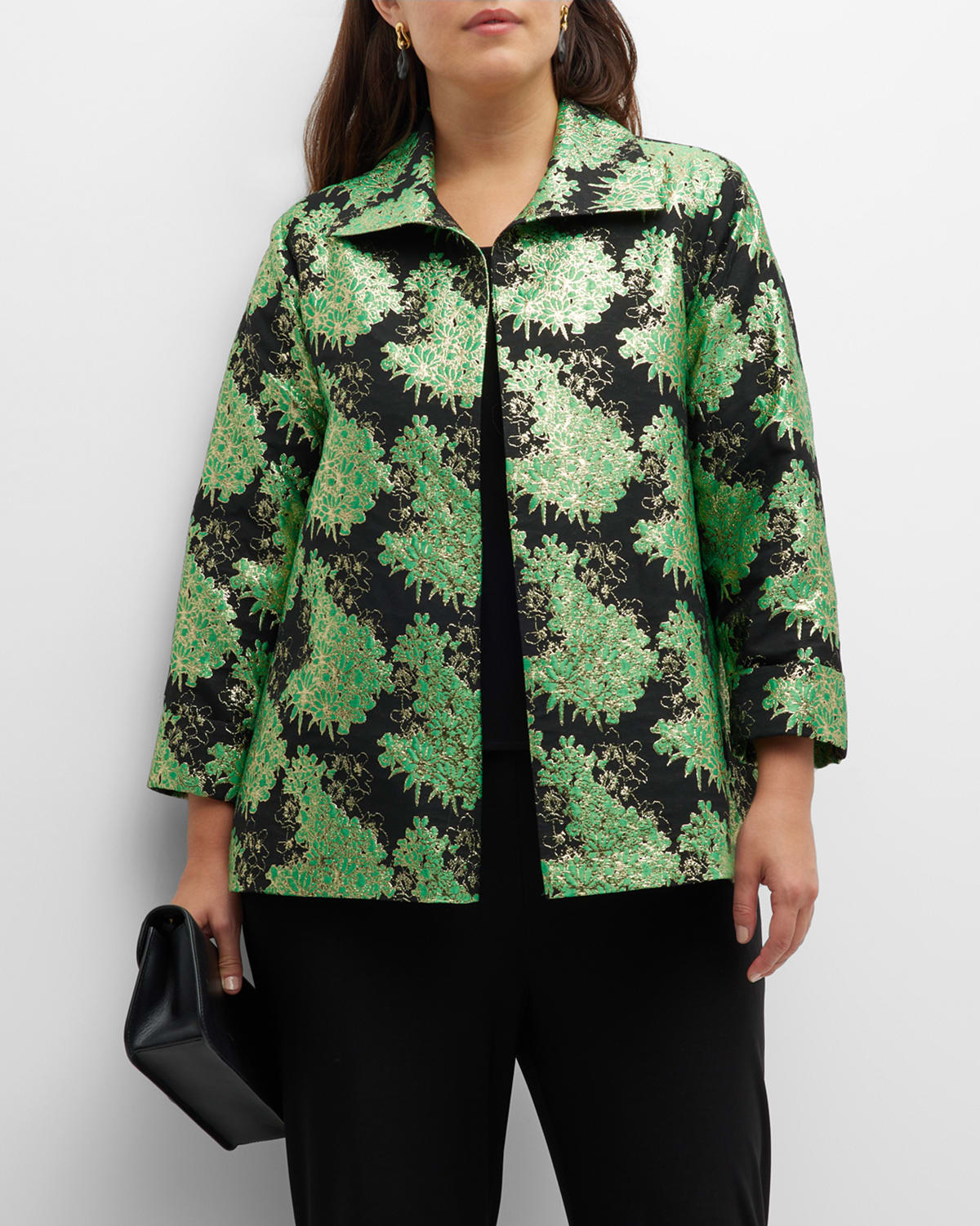 Caroline Rose Floral Jacquard A-Line Jacket | Neiman Marcus