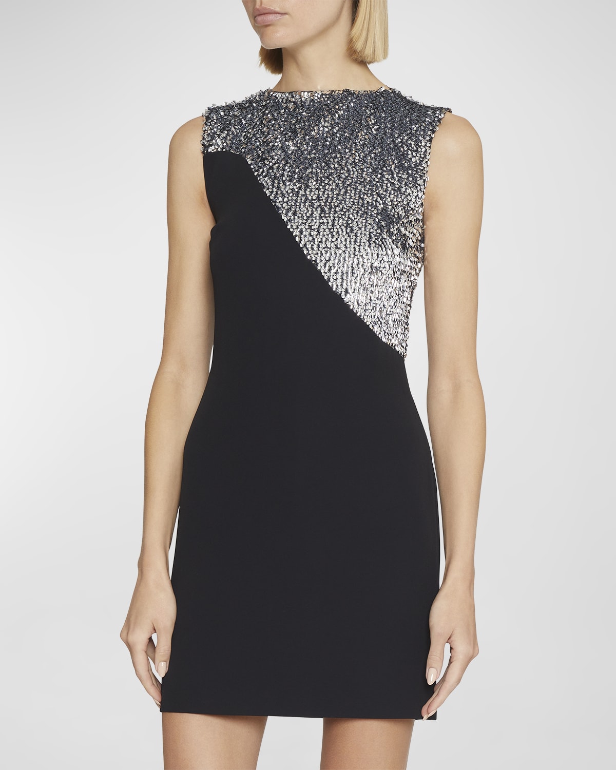 Givenchy Fitted Mini Dress w/ Sheer Logo Detail | Neiman Marcus