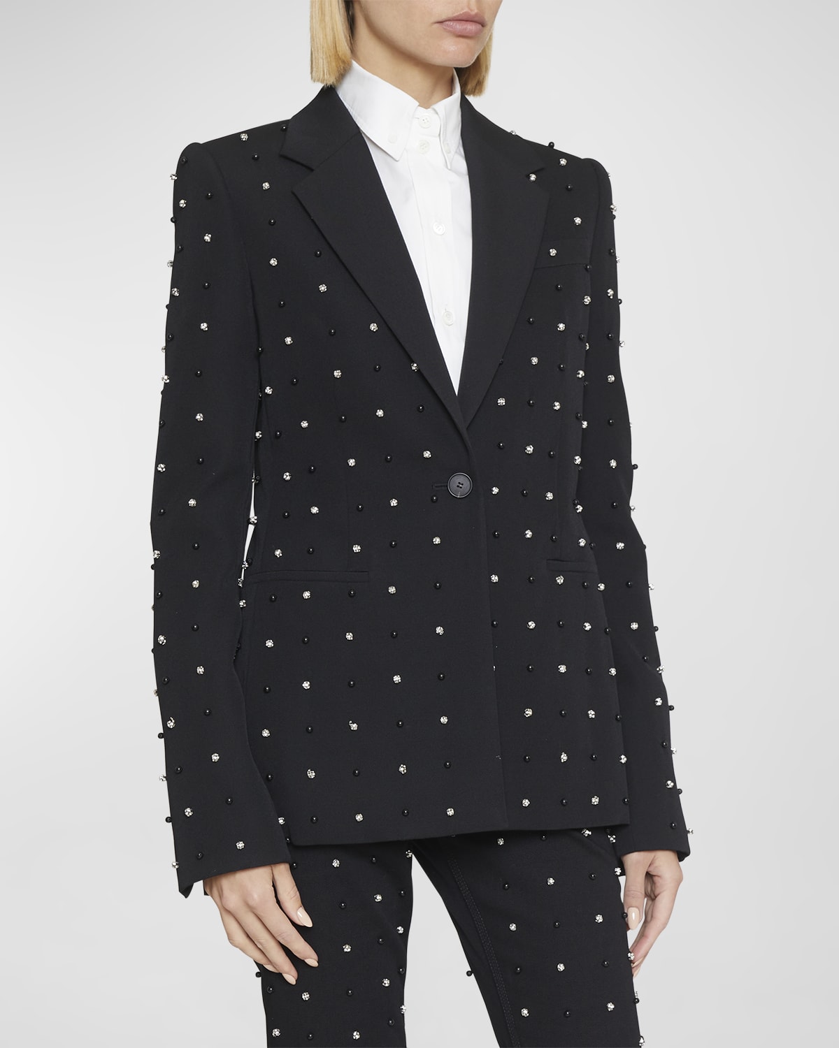 Dries Van Noten Blur Blazer Jacket with Ruffle Detail | Neiman Marcus