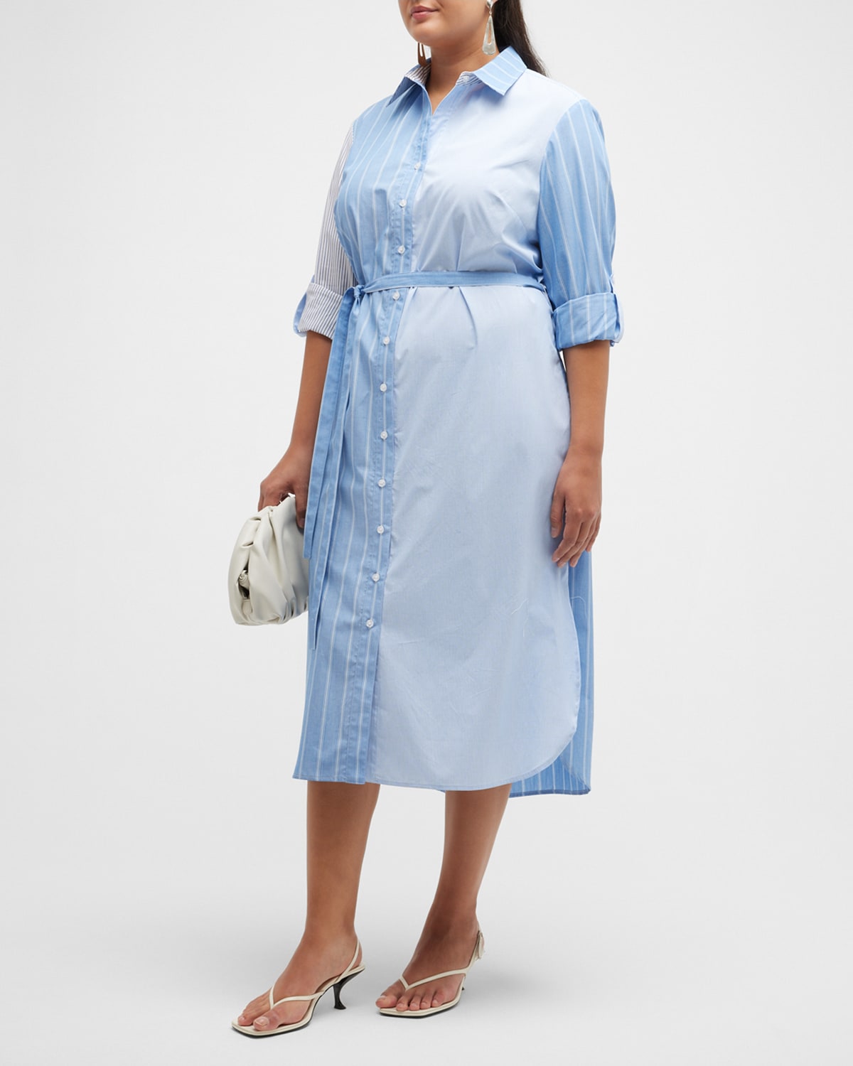 Finley Plus Size Alex Striped Midi Shirtdress | Neiman Marcus