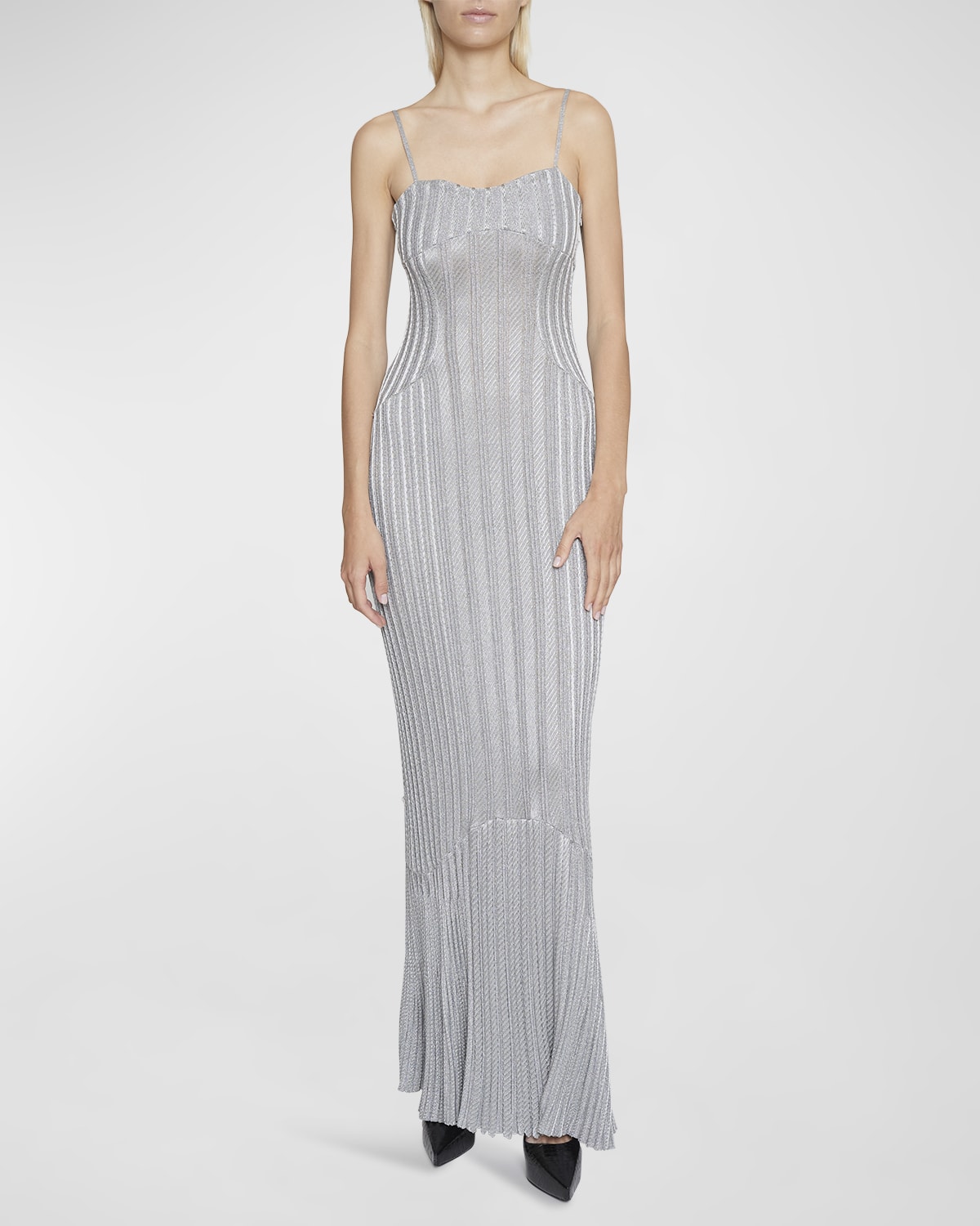 Givenchy Metallic 4G Allover Knit Long-Sleeve Dress | Neiman Marcus