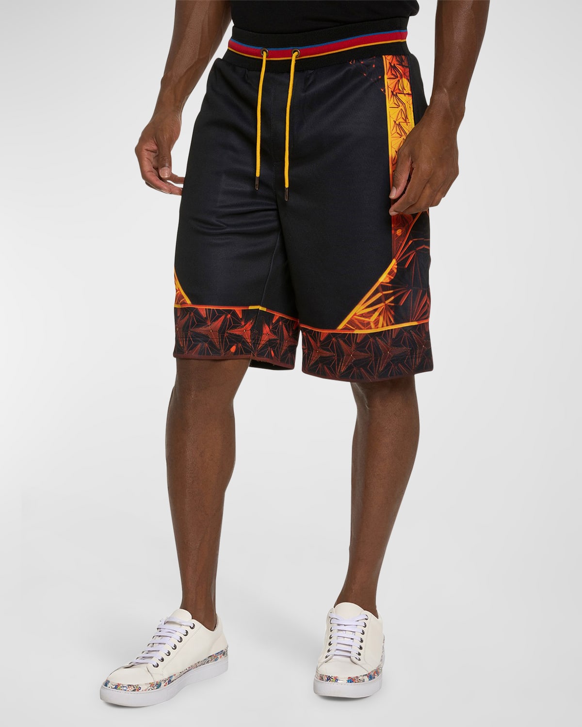 Vince Men's Textured Herringbone Cotton Shorts | Neiman Marcus