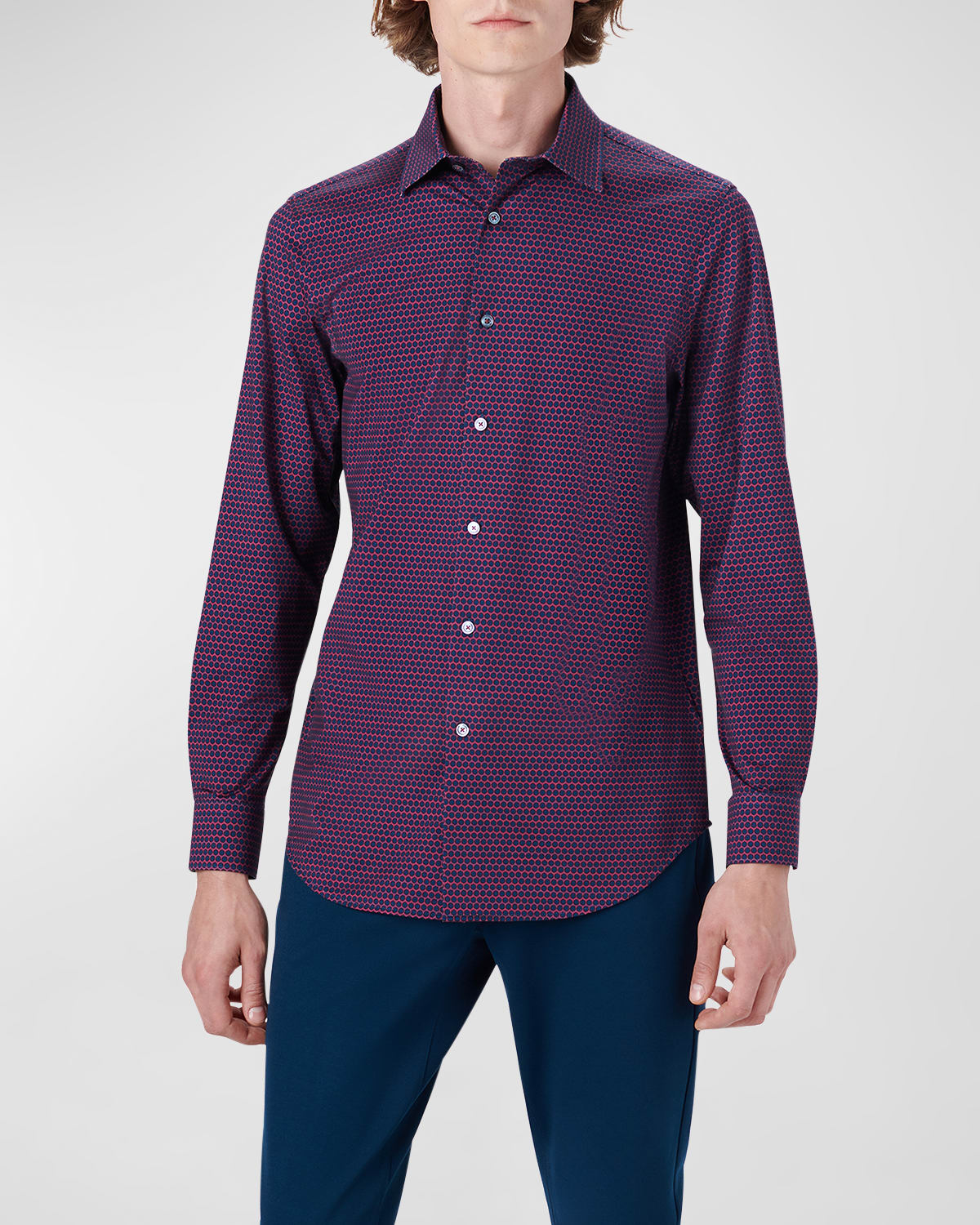 Bugatchi Men's Ooohcotton Tech Slub Sport Shirt | Neiman Marcus