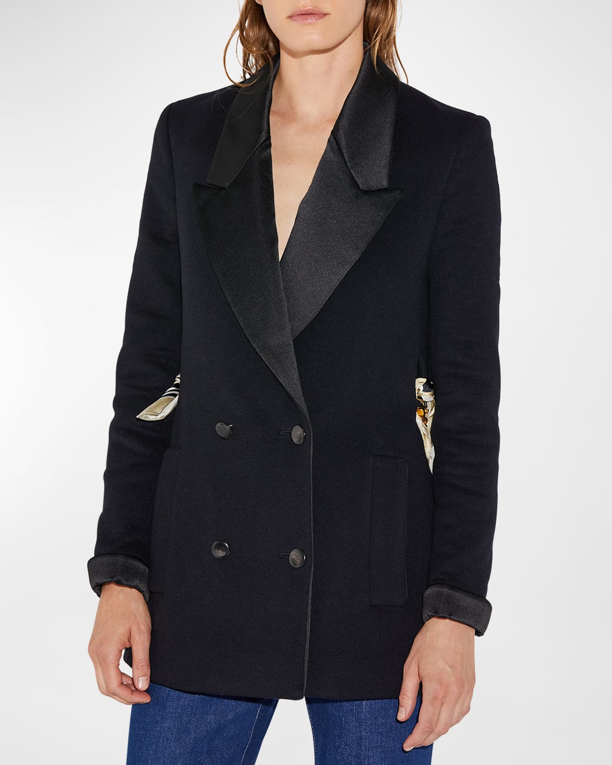 Grey/Ven Mackenzie Peak-Lapel Single-Breasted Blazer | Neiman Marcus