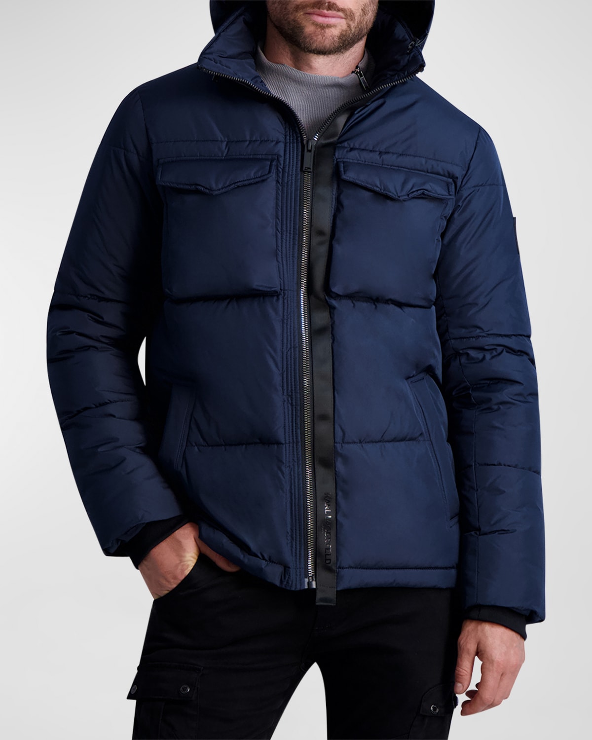 Karl Lagerfeld Paris Men's Reflective Puffer Jacket | Neiman Marcus