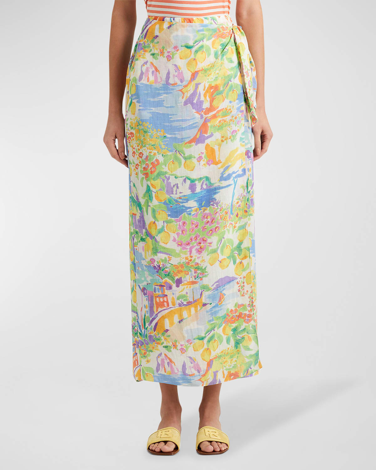 Ralph Lauren Collection Collinson Printed Linen Voile Wrap Gown ...