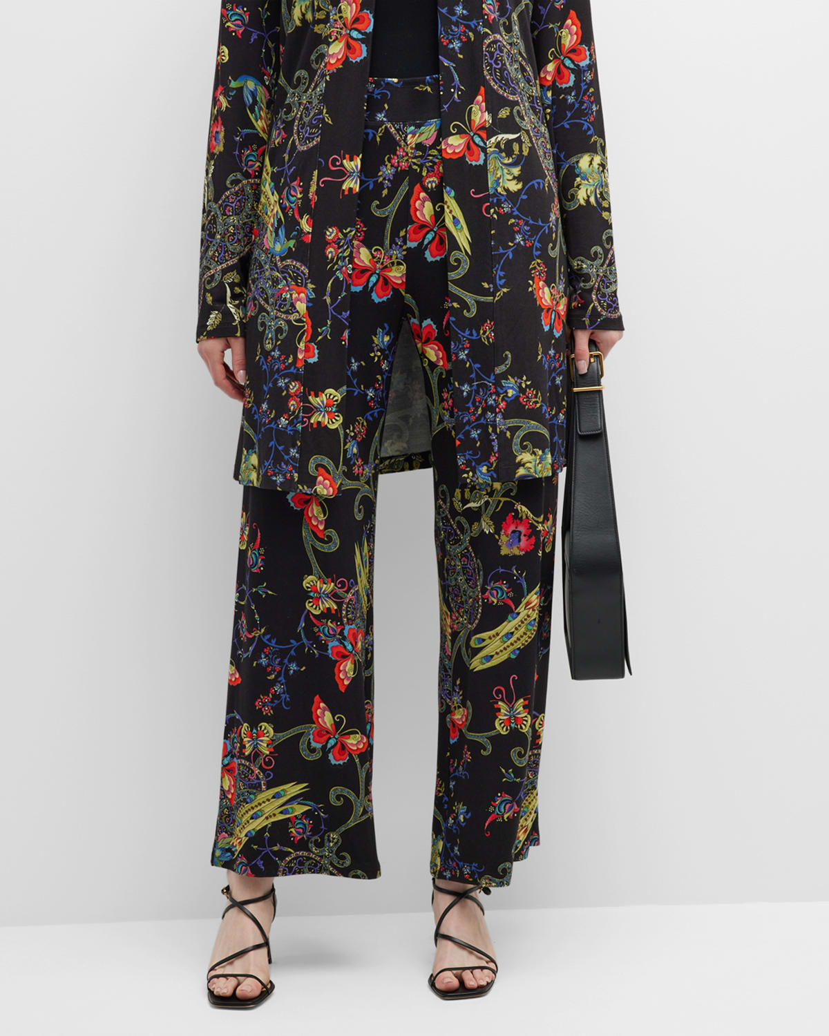 Johnny Was Claret Rachel Floral-Print Wide-Leg Pull-On Silk Pants ...