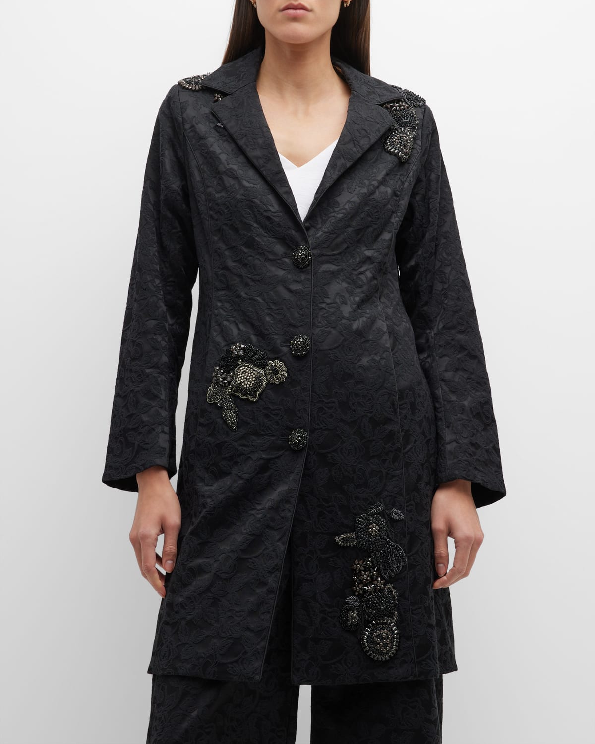 Johnny Was Supime Patchwork Jacquard SIngle-Breasted Jacket | Neiman Marcus