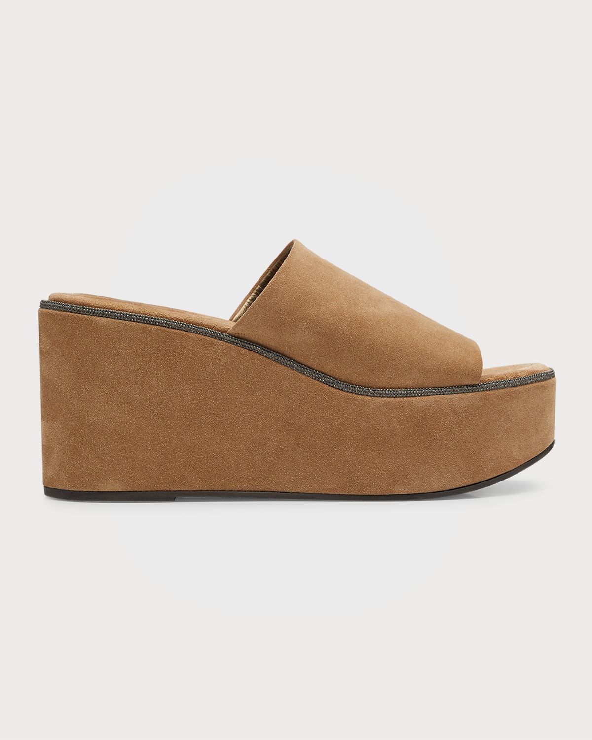 Brunello Cucinelli Monili Suede Caged Slingback Sandals | Neiman Marcus