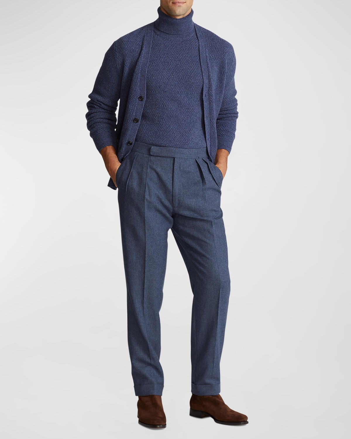 Ralph Lauren Purple Label Men's Birdseye-Knit Cashmere 1/4-Zip Sweater | Neiman Marcus