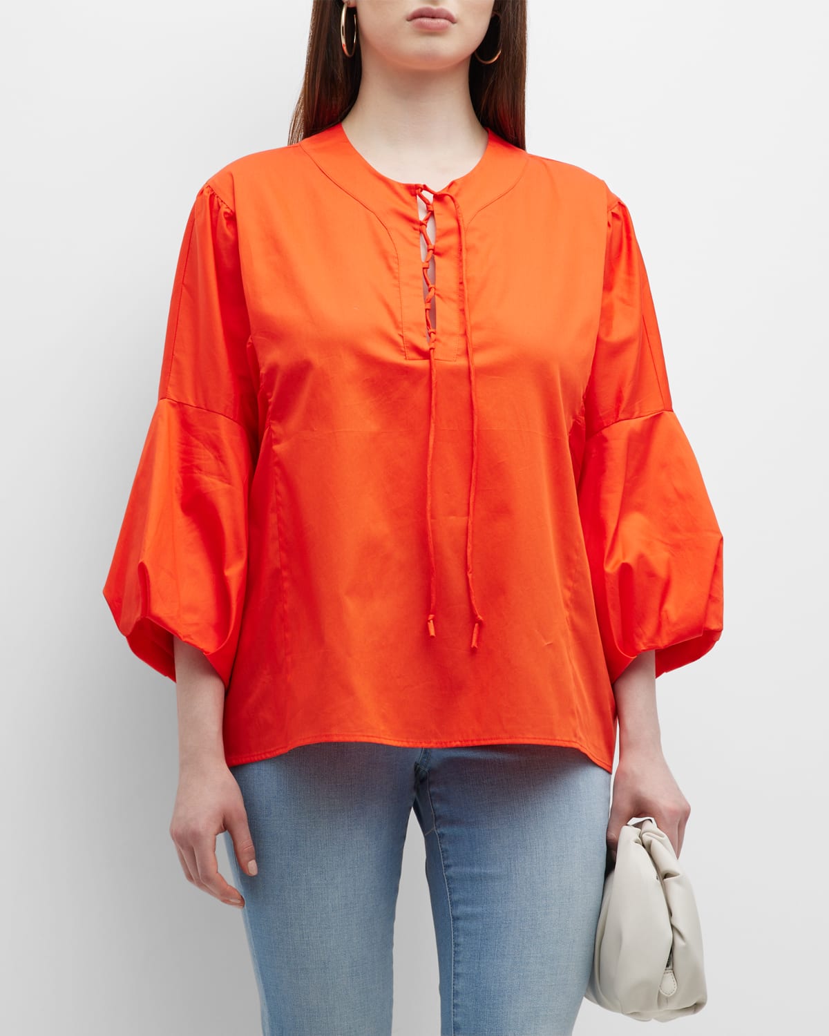 Harshman Joelle Cutout Puff-Sleeve Blouse | Neiman Marcus