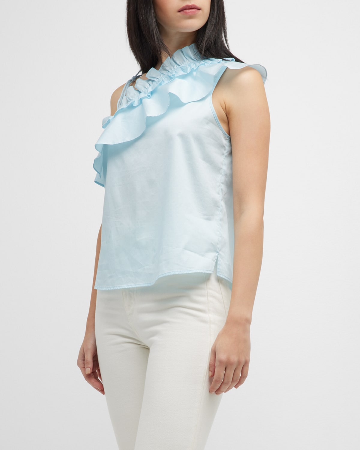 Alexander McQueen Asymmetric Ruffle Silk Blouse | Neiman Marcus