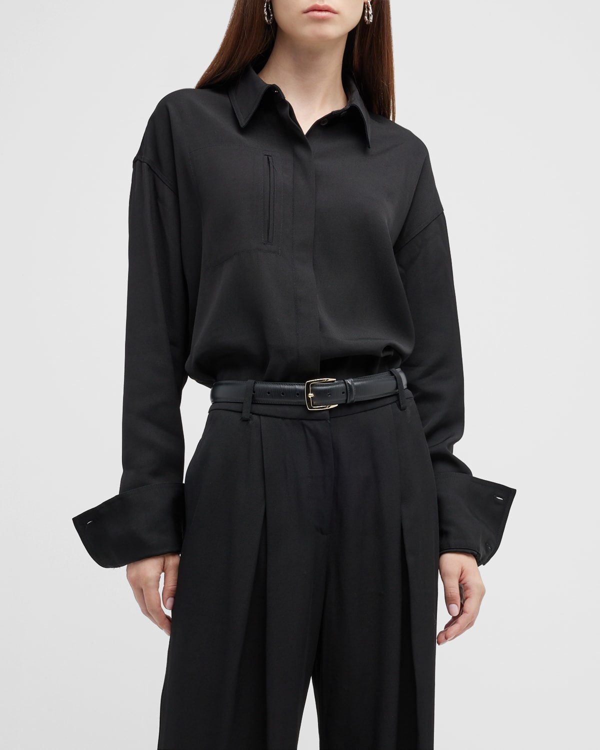 Khaite Argo Stripe Collared Top | Neiman Marcus