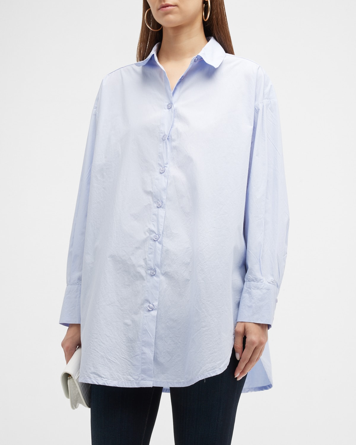 THE ROW Armelle Button-Front Shirt w/ Point Collar | Neiman Marcus