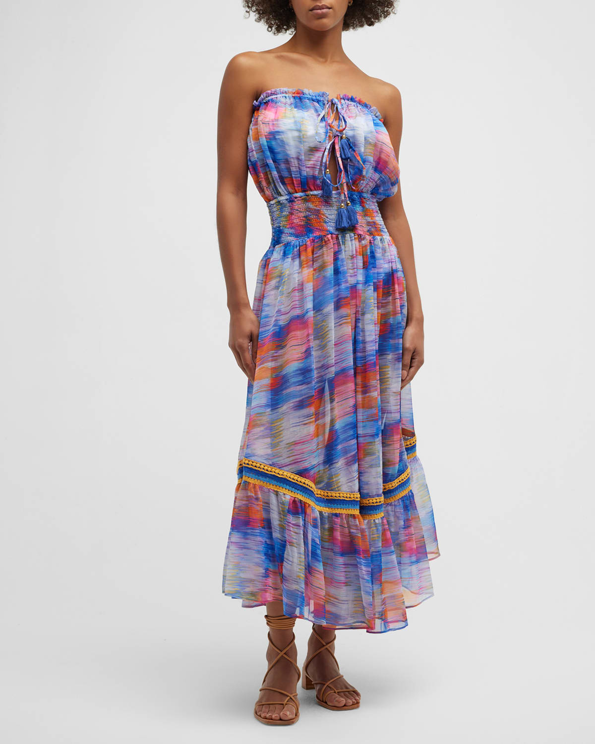 Ramy Brook Fernanda Pleated Strapless Midi Dress Neiman Marcus