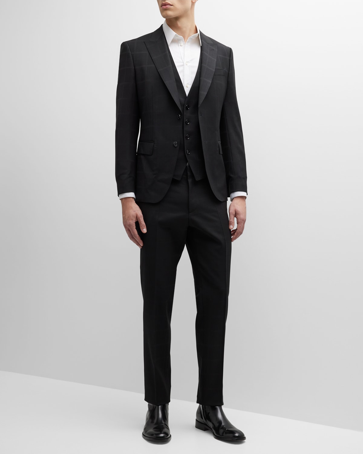 BOSS Men's Windowpane Stretch-Wool Suit | Neiman Marcus