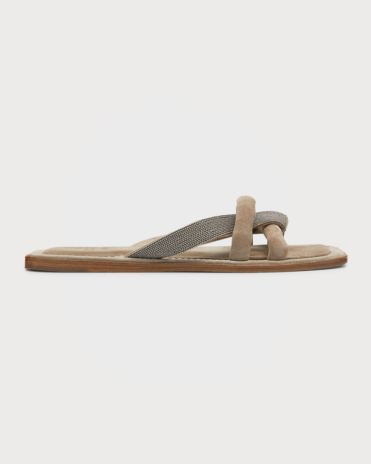 Brunello Cucinelli Metallic Leather Slide Sandals | Neiman Marcus