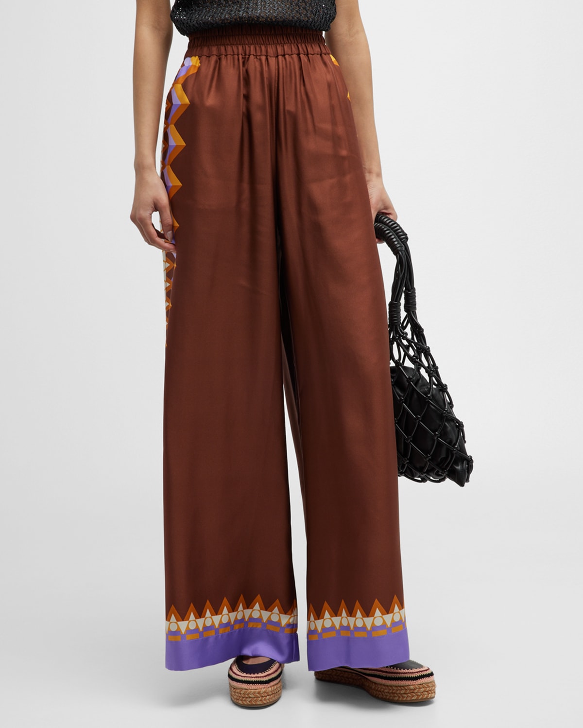 La DoubleJ Abstract Foulard-Print Wide-Leg Silk Palazzo Pants | Neiman Marcus
