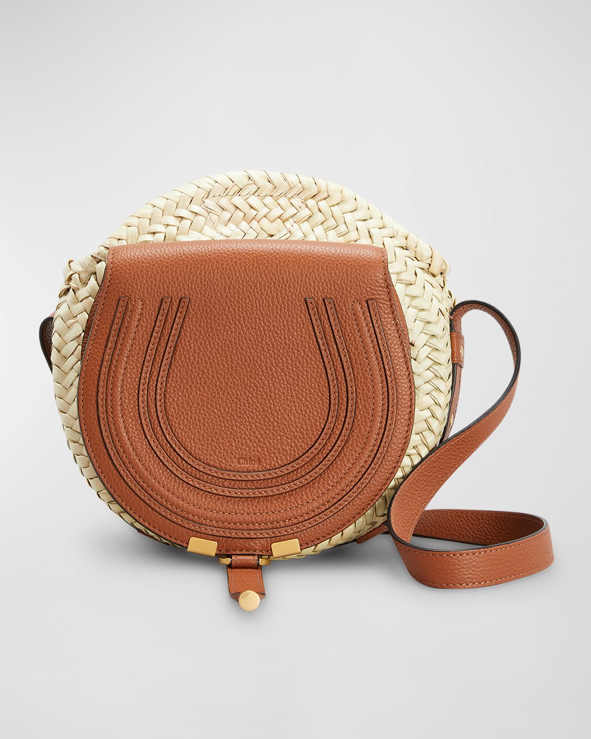 Chloe Sense Medium Raffia & Leather Tote Bag | Neiman Marcus