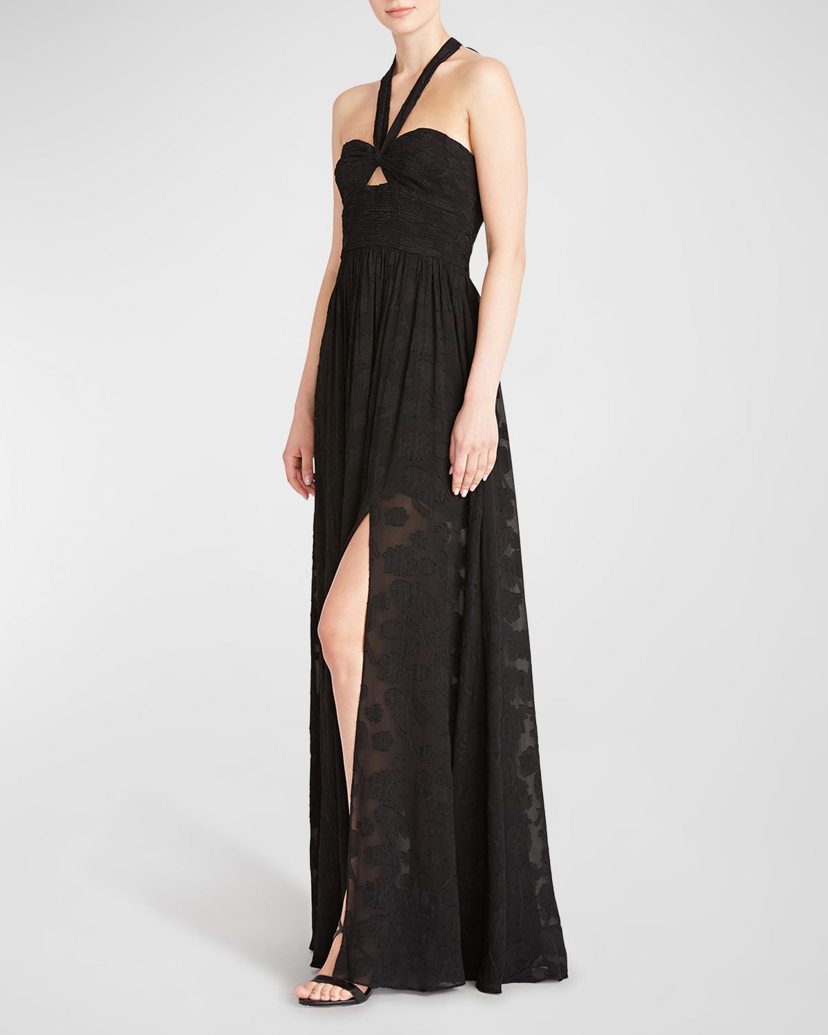 AMUR Isabelle Floral-Print Tiered Halter Maxi Dress | Neiman Marcus