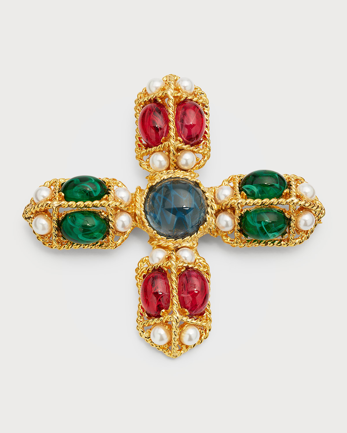 Kenneth Jay Lane Gold and Emerald Lion Pin | Neiman Marcus