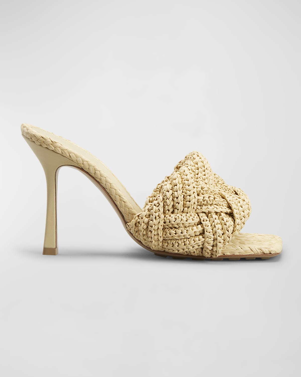 Bottega Veneta Lido Weave Peep-Toe Mule Sandals | Neiman Marcus