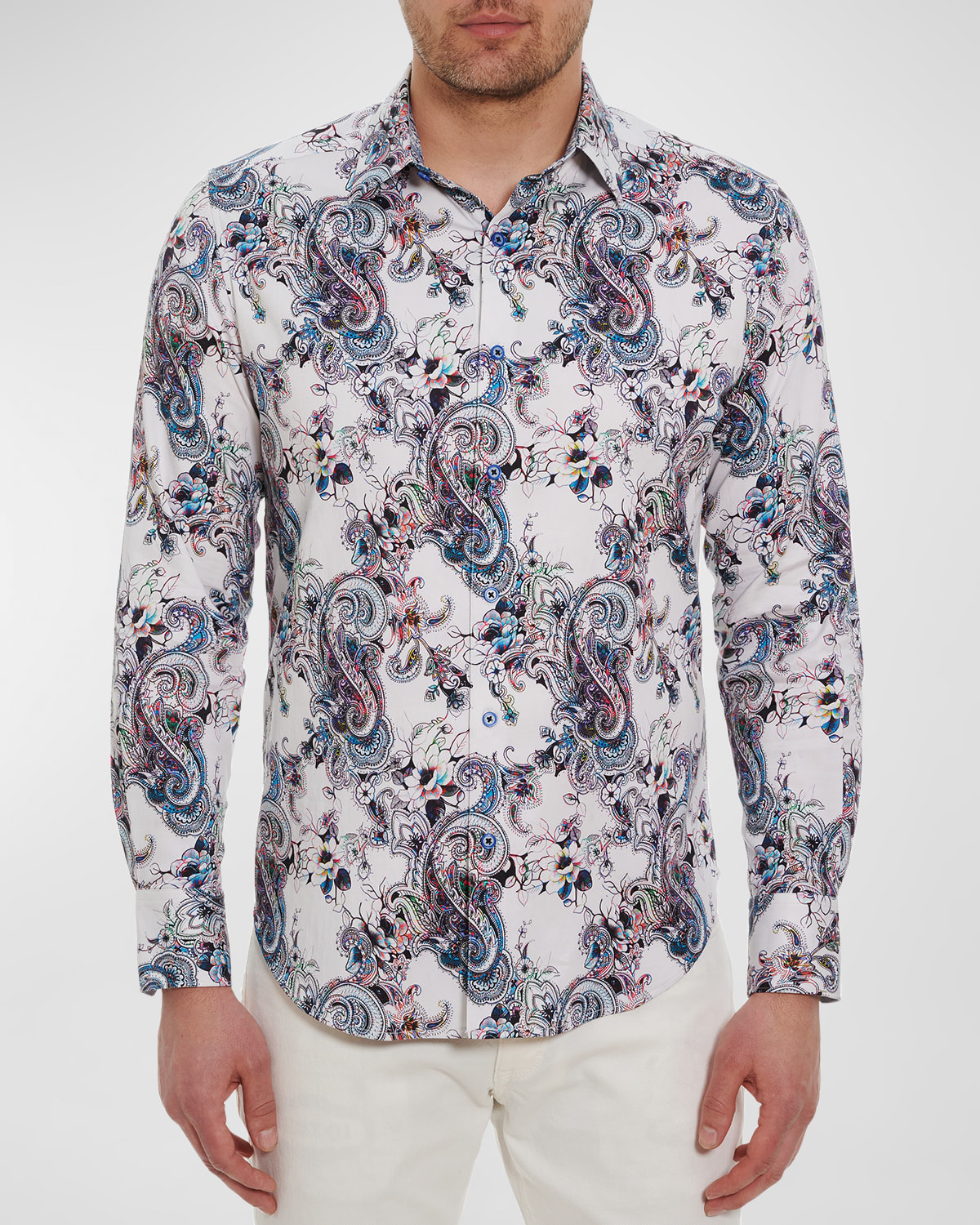 Robert Graham Men's Solar Outburst Jacquard Silk Sport Shirt | Neiman ...