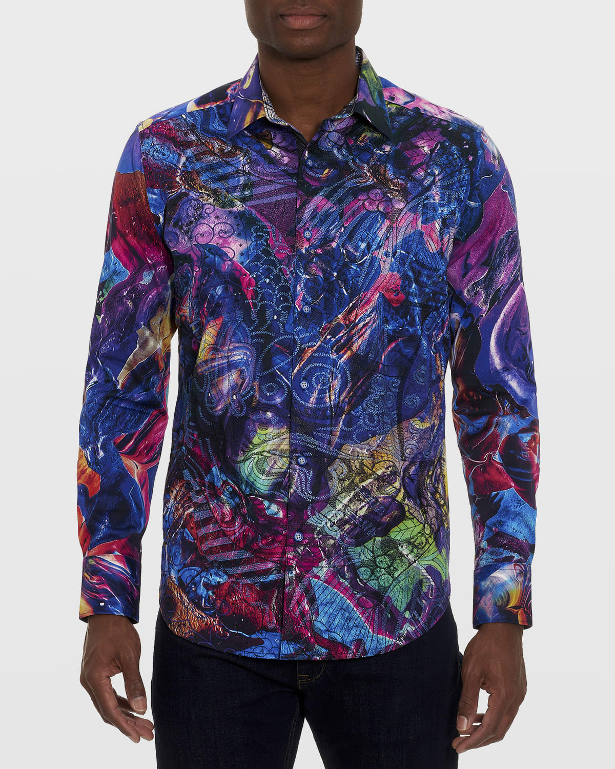 Robert Graham Men's Black Hole Cotton-Stretch Sport Shirt | Neiman Marcus