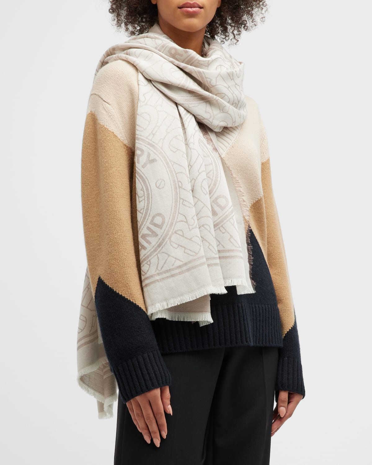 Toteme Jacquard Monogram Wool Scarf | Neiman Marcus