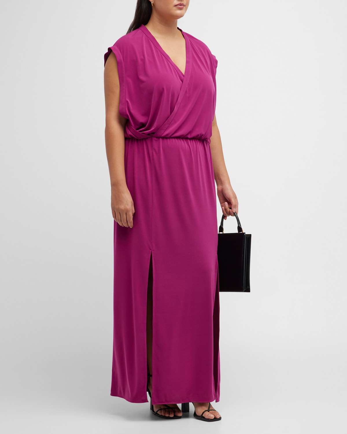 Whitney Morgan Plus Size High-Low Abstract-Print Maxi Dress | Neiman Marcus