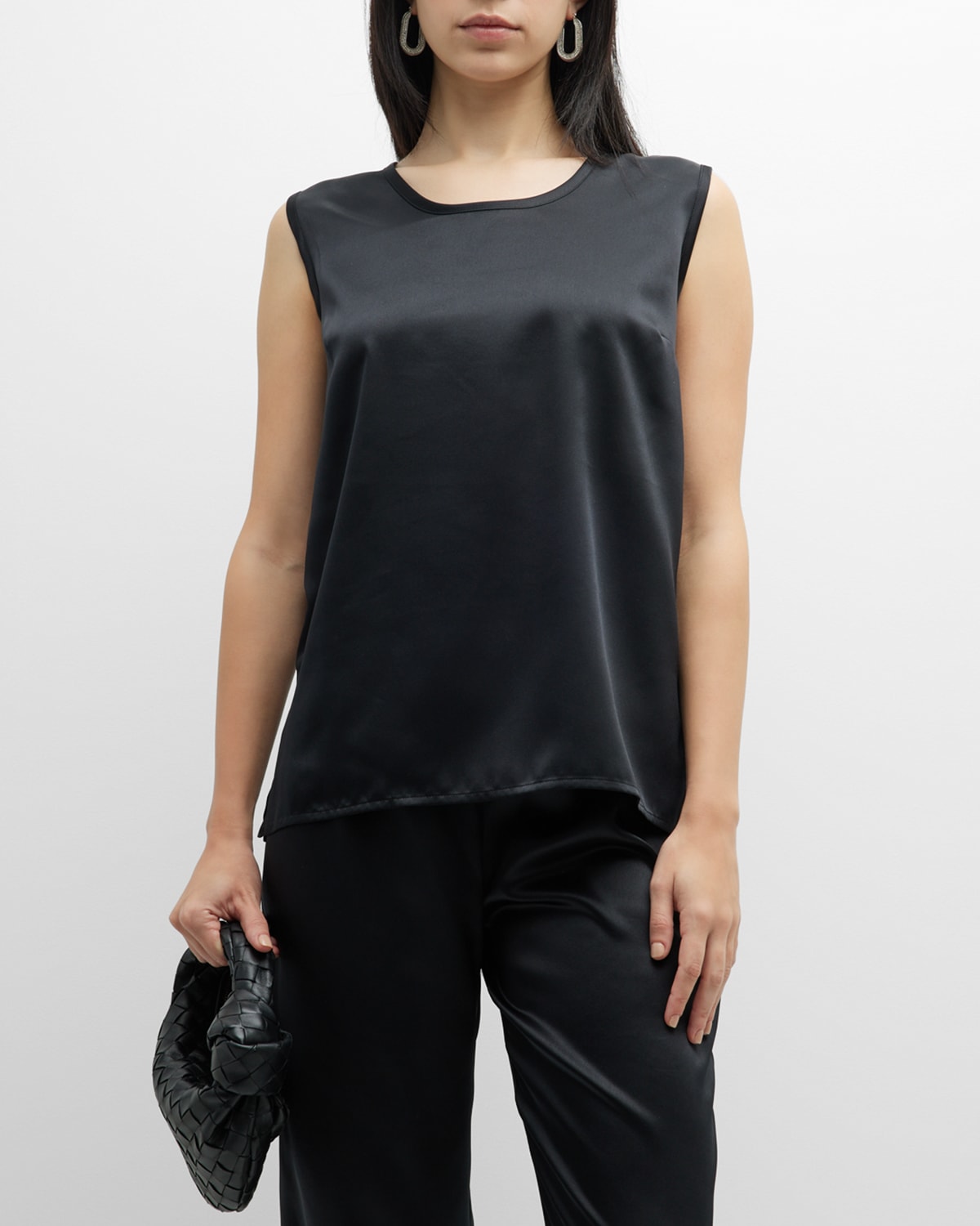 Caroline Rose Plus Plus Size Side-Slit Satin Tank | Neiman Marcus