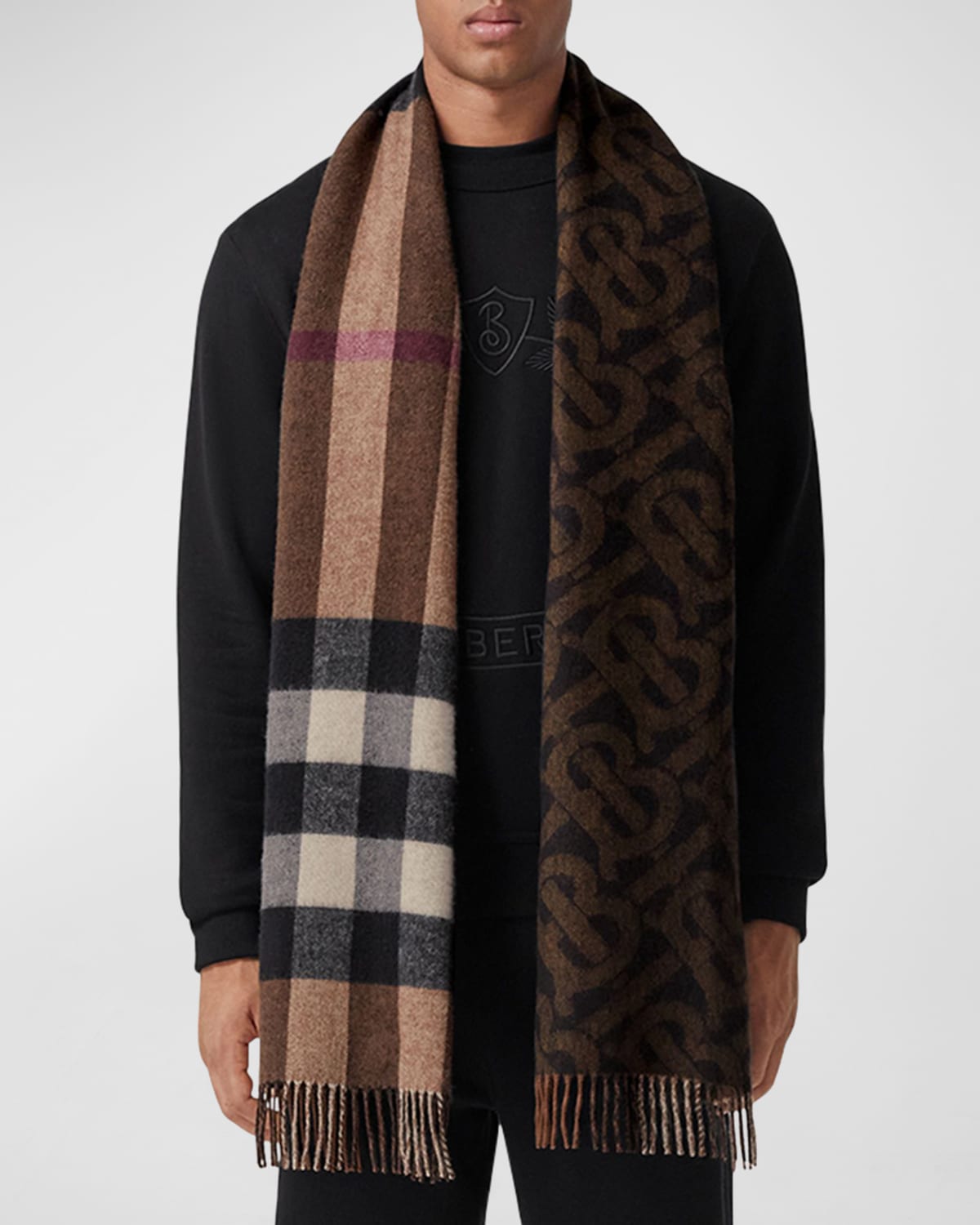 Burberry Men's Giant Icon Cashmere Scarf | Neiman Marcus