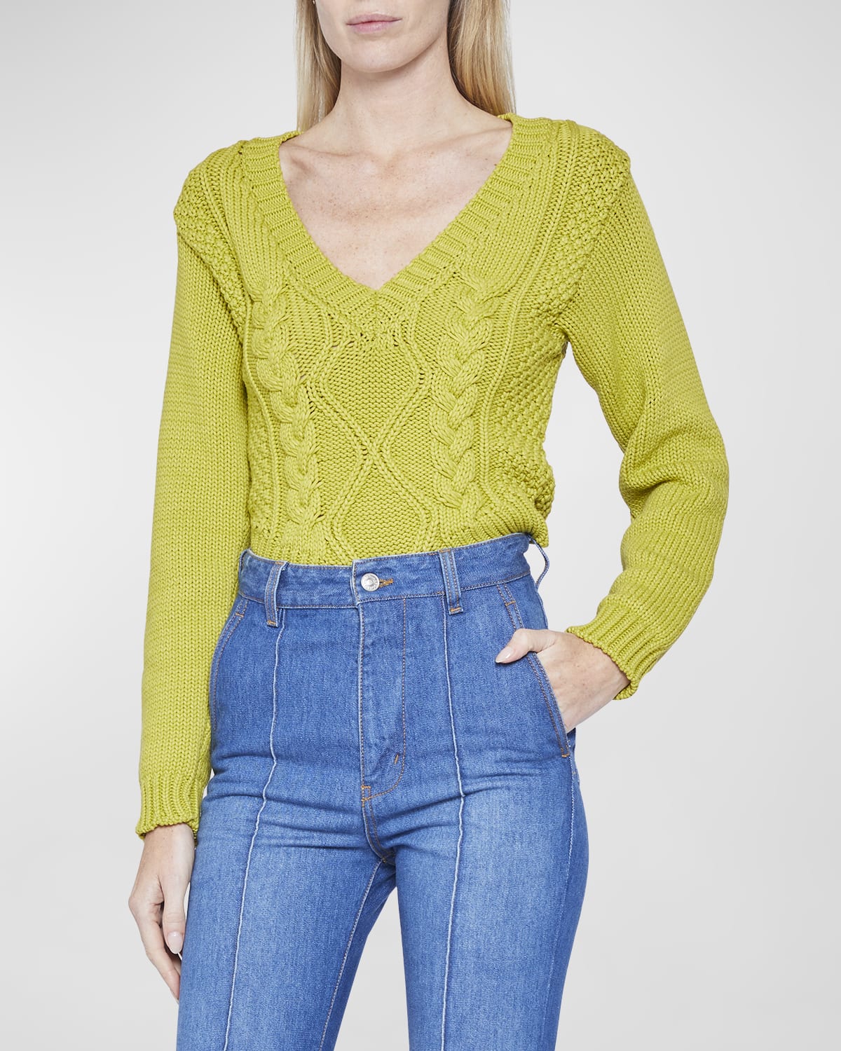 Etro Ombre Cable-Knit V-Neck Sweater | Neiman Marcus
