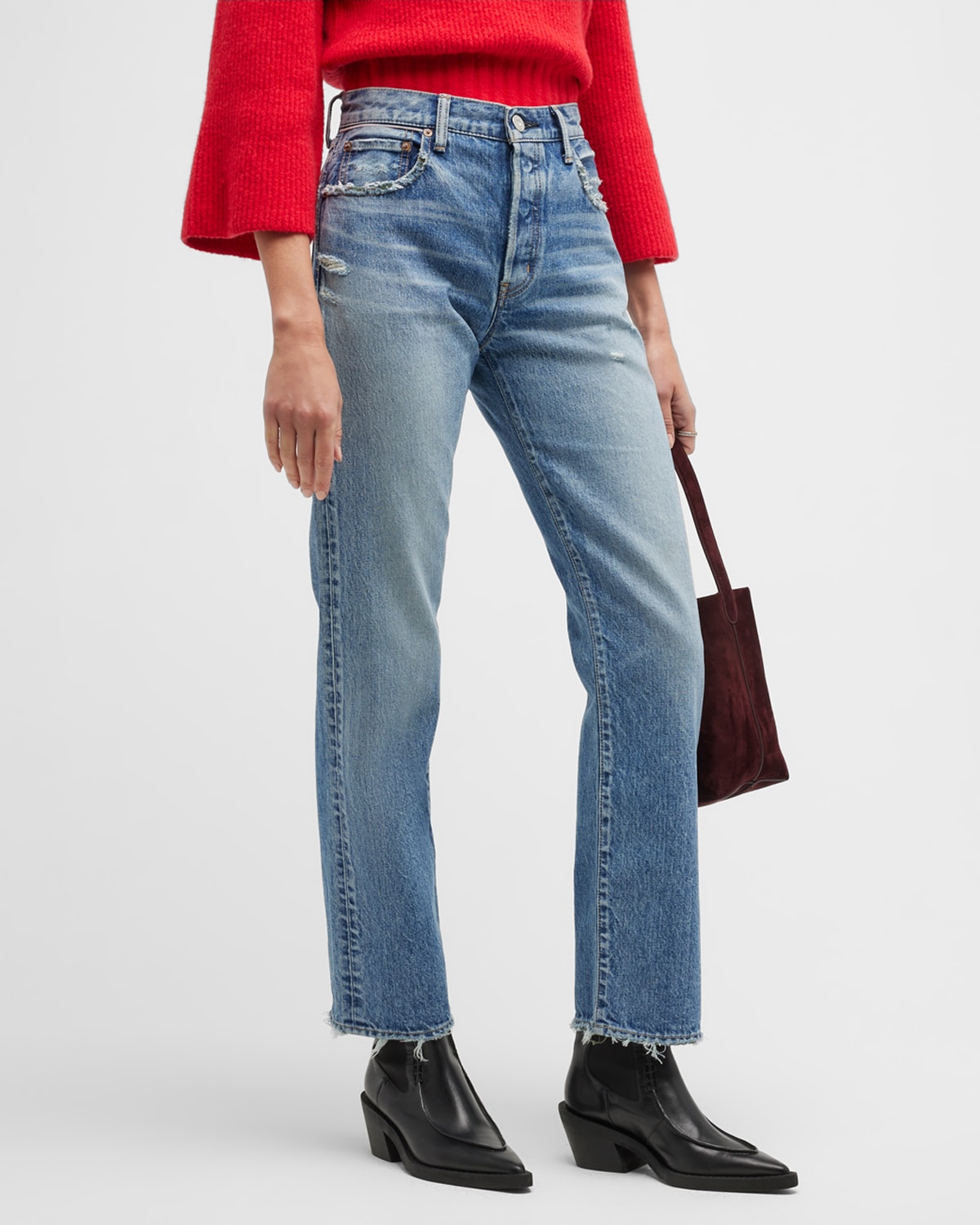 MOUSSY VINTAGE RIverview High Rise Wide Straight Ankle Jeans | Neiman ...
